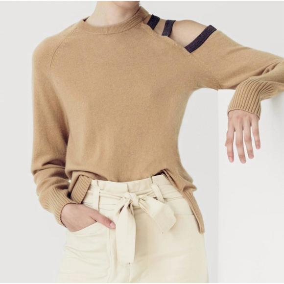 SOH | Sweaters | New Soh Open Shoulder Embellished Sweater In Camel ...